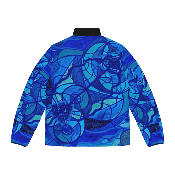 Arcturian Calming Grid - Men's Puffer Jacket (AOP) - Teal Swan Shop